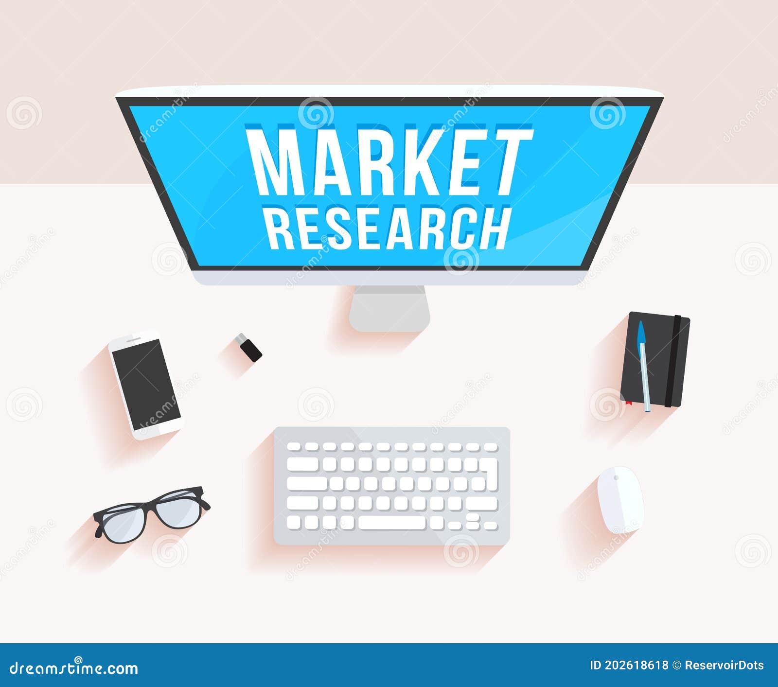 Market Research Desktop Computer Stock Vector - Illustration of product ...