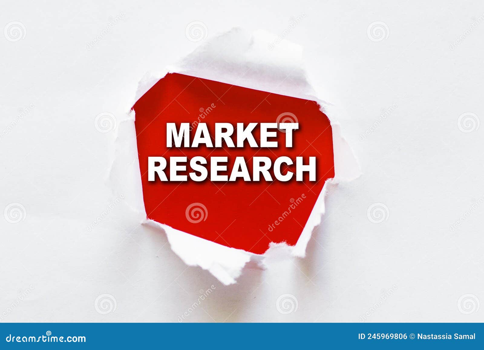 Market Research Text on Red Background Under Torn White Paper Stock ...