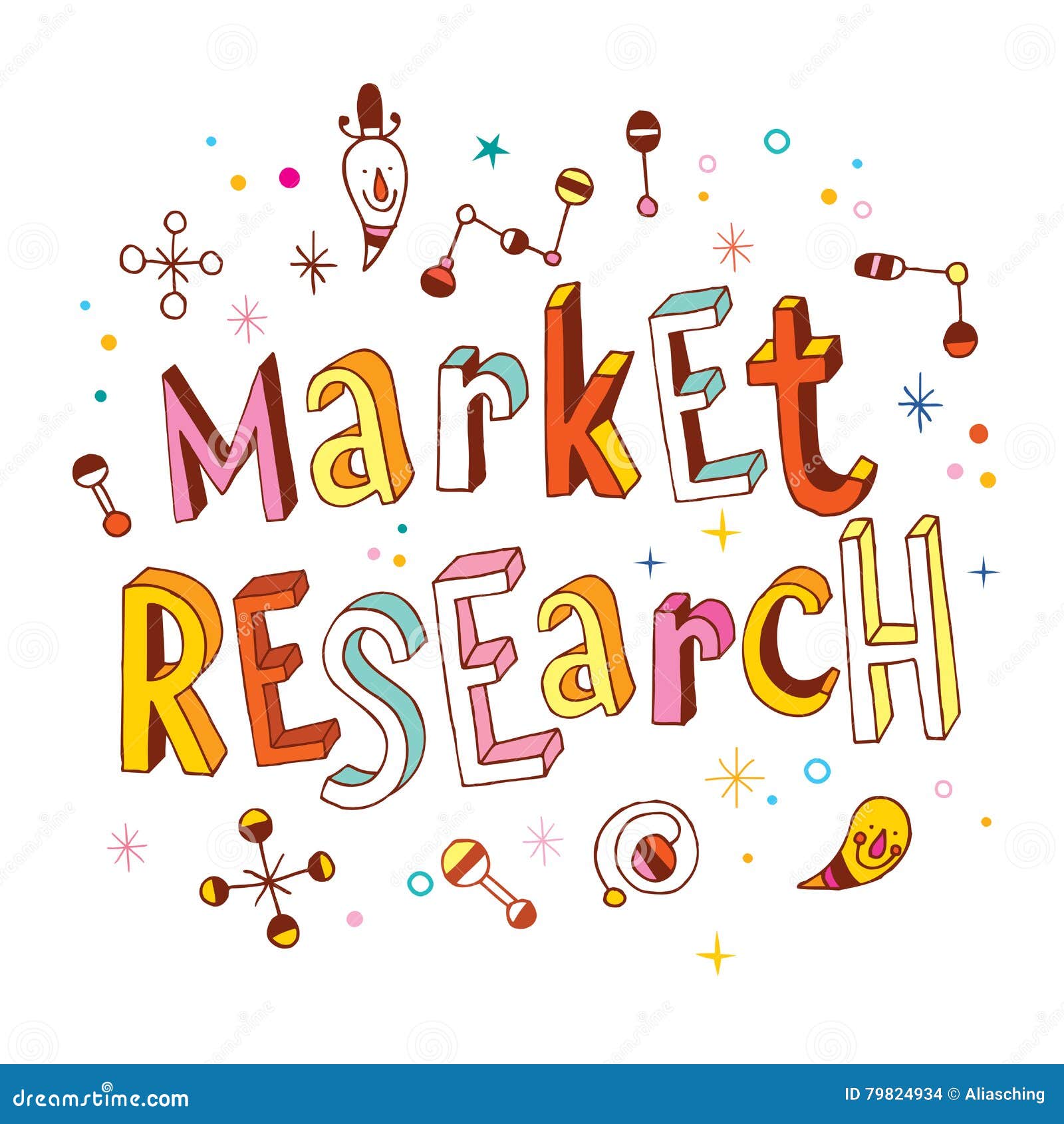 Market Research - Unique Hand Lettering Stock Vector - Illustration of ...