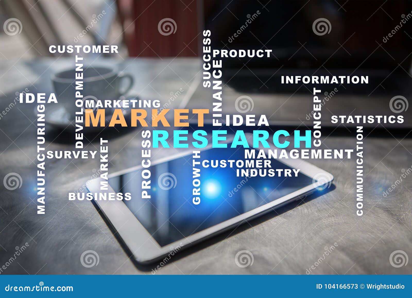 Market Research Words Cloud on the Virtual Screen Stock Image - Image ...
