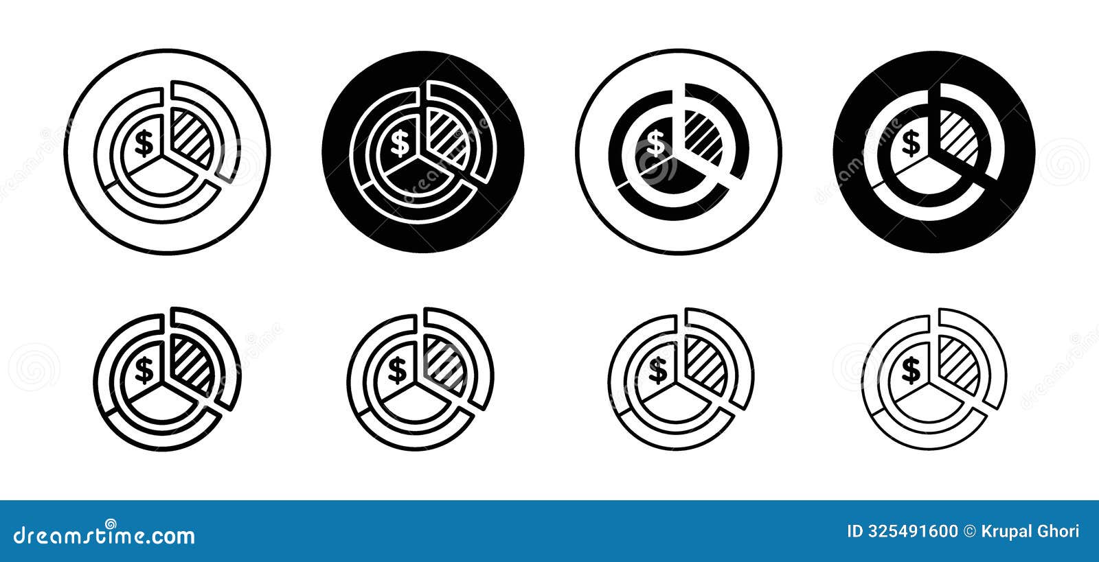 Market Share Vector Icon Set Collection. Market Share Outline Flat Icon ...