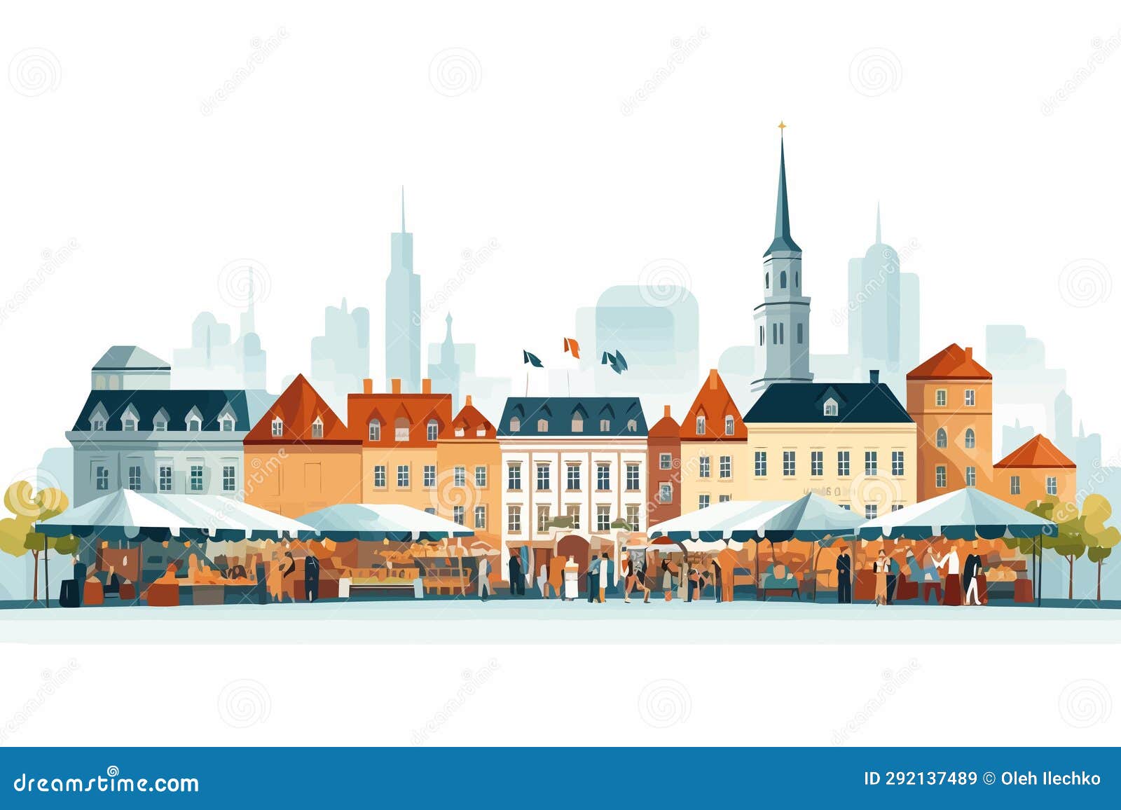 Market Square Vector Flat Minimalistic Isolated Vector Style ...