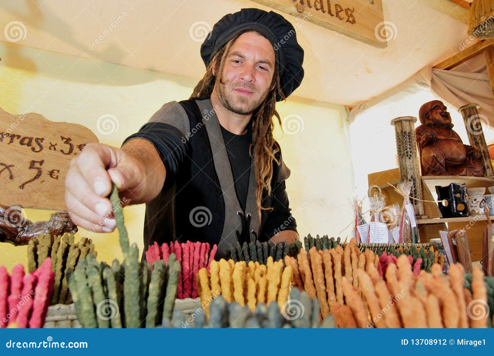 Market Stall Trader - Incense Stock Photo - Image of market, yellow ...
