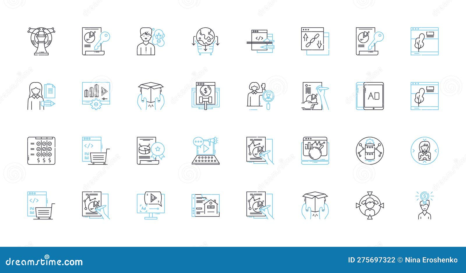 Market Strategy Linear Icons Set. Positioning, Targeting, Branding ...