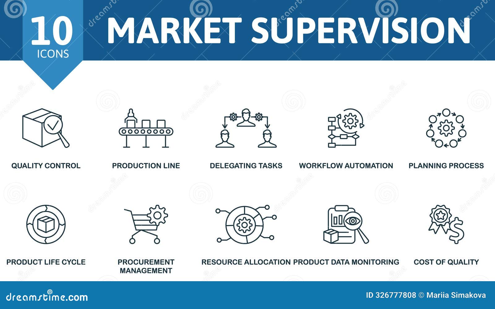 Market Supervision Thin Line Icon Set. Quality Control, Production Line ... Market Supervision Thin Line Icon Set. Quality Control, Production Line ...