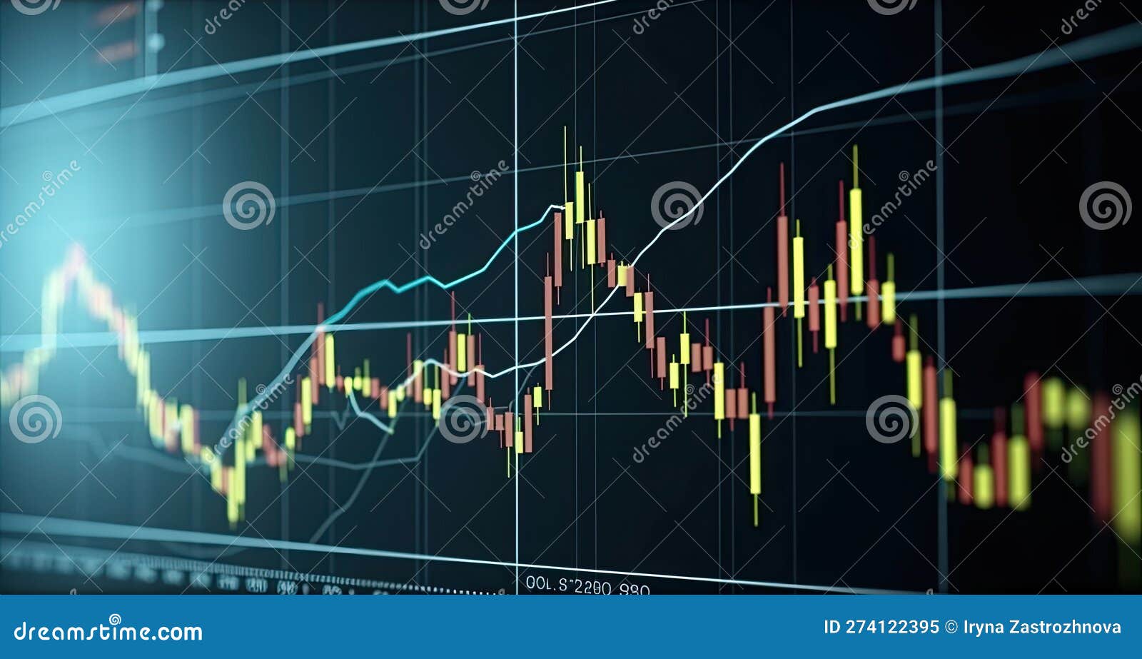 Market Trading Chart in Dark Color. Generative Ai Stock Illustration ...