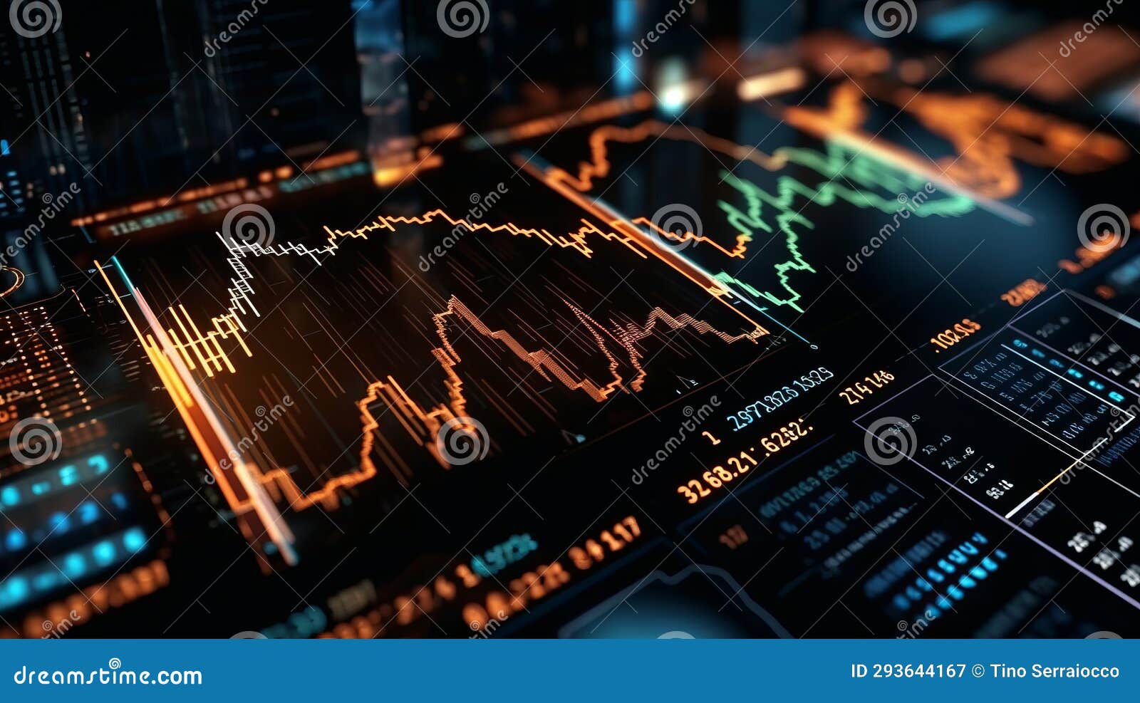 Market Trading Chart in Graphic Digital Visualization , Generated by AI ...