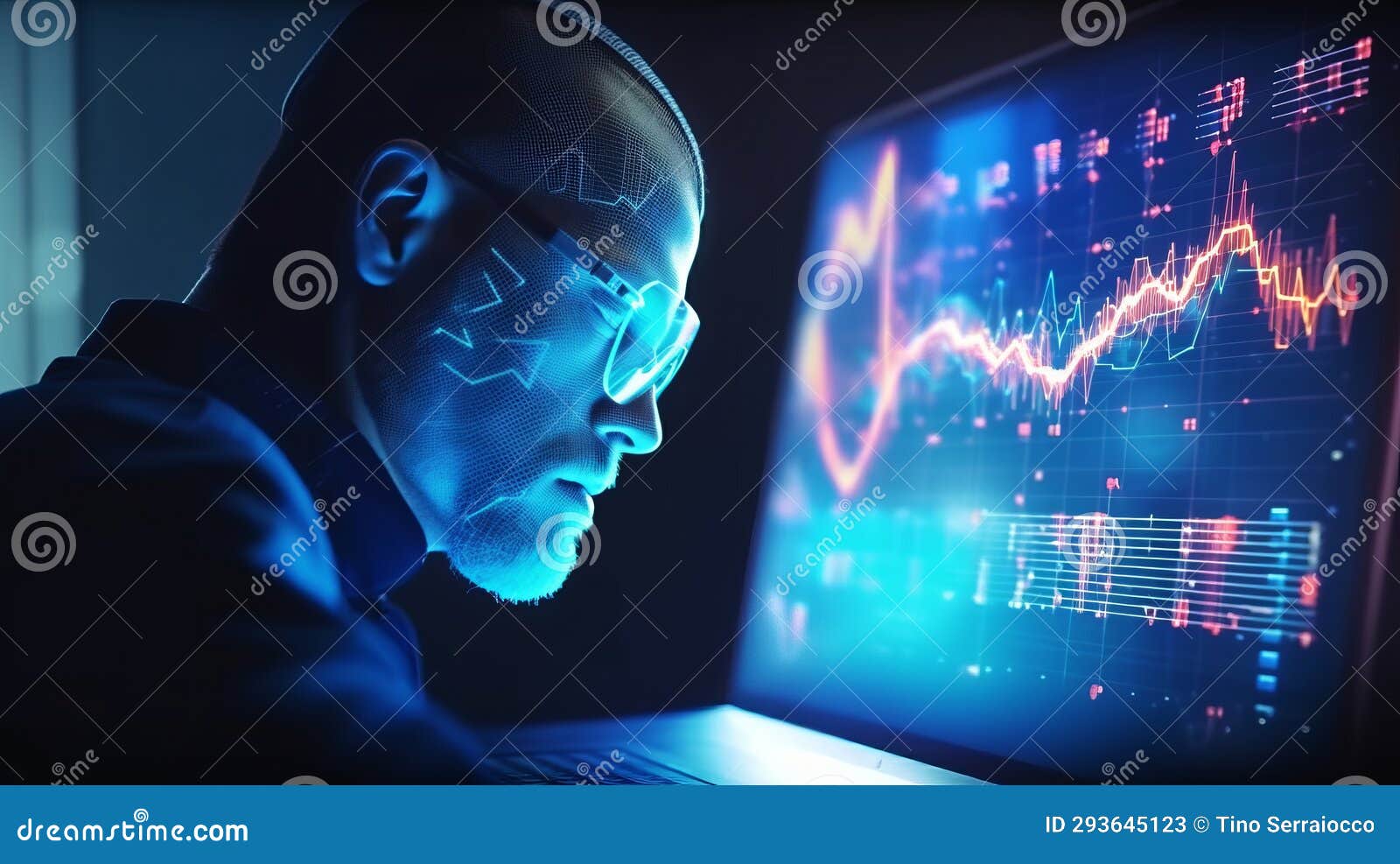 Market Trading Chart in Graphic Digital Visualization , Generated by AI ...