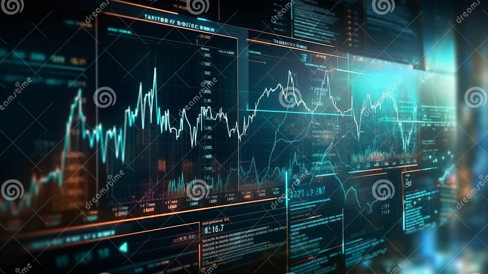 Market Trading Chart in Graphic Digital Visualization , Generated by AI ...