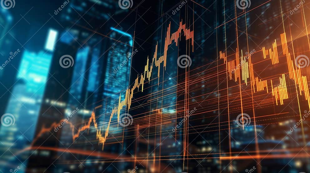 Market Trading Chart in Graphic Digital Visualization , Generated by AI ...