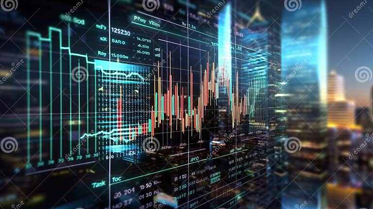 Market Trading Chart in Graphic Digital Visualization , Generated by AI ...