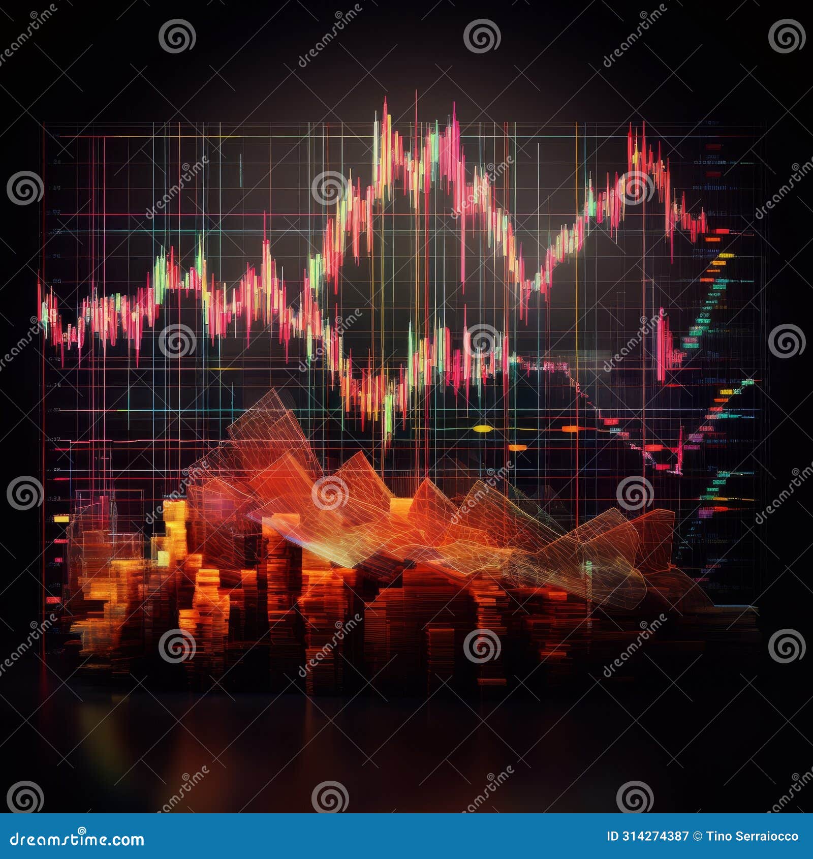 Market Trading Chart in Graphic Digital Visualization , Generated by AI ...