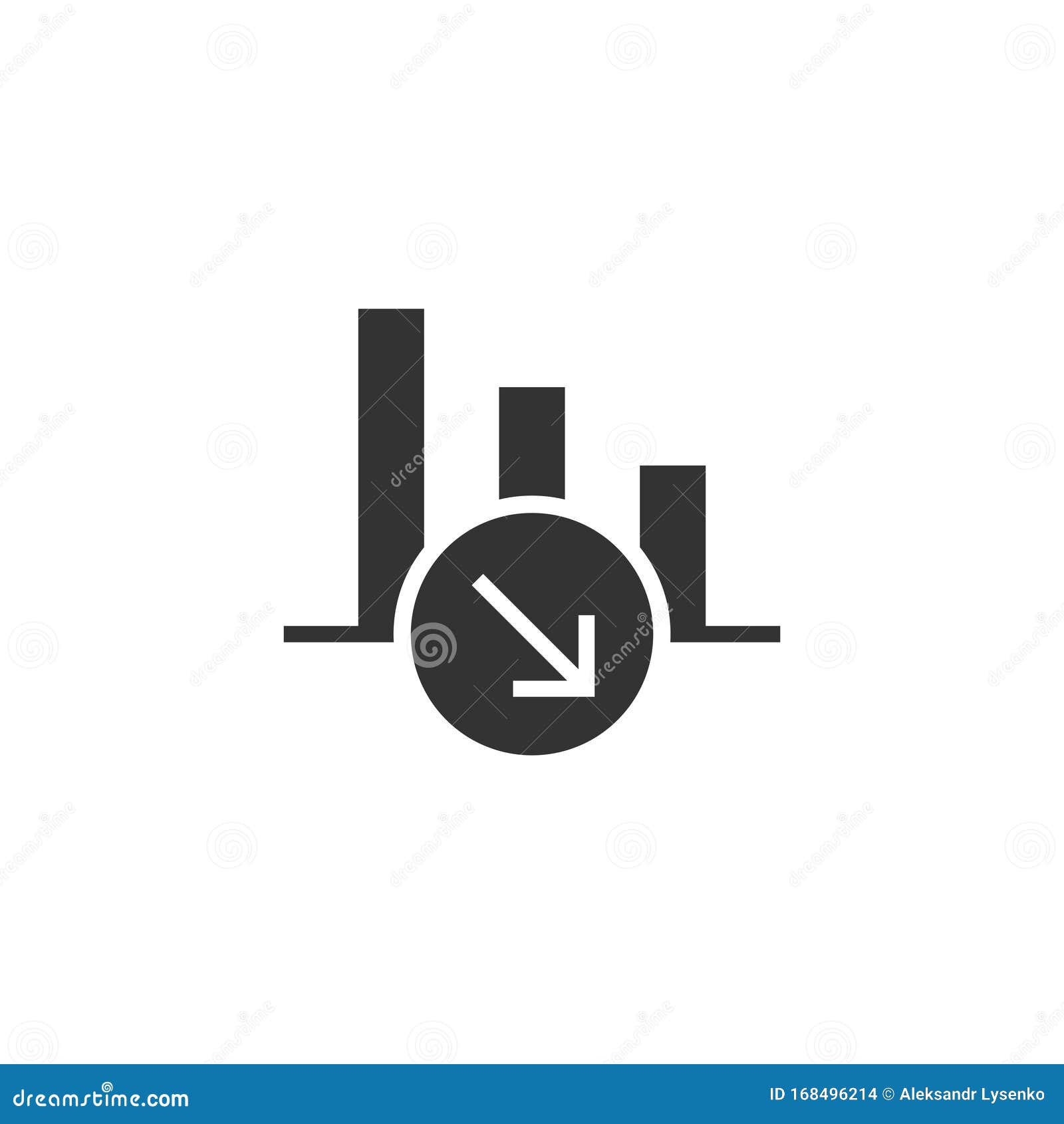 Market Trend Icon in Flat Style. Decline Arrow with Magnifier Vector Illustration on White ...