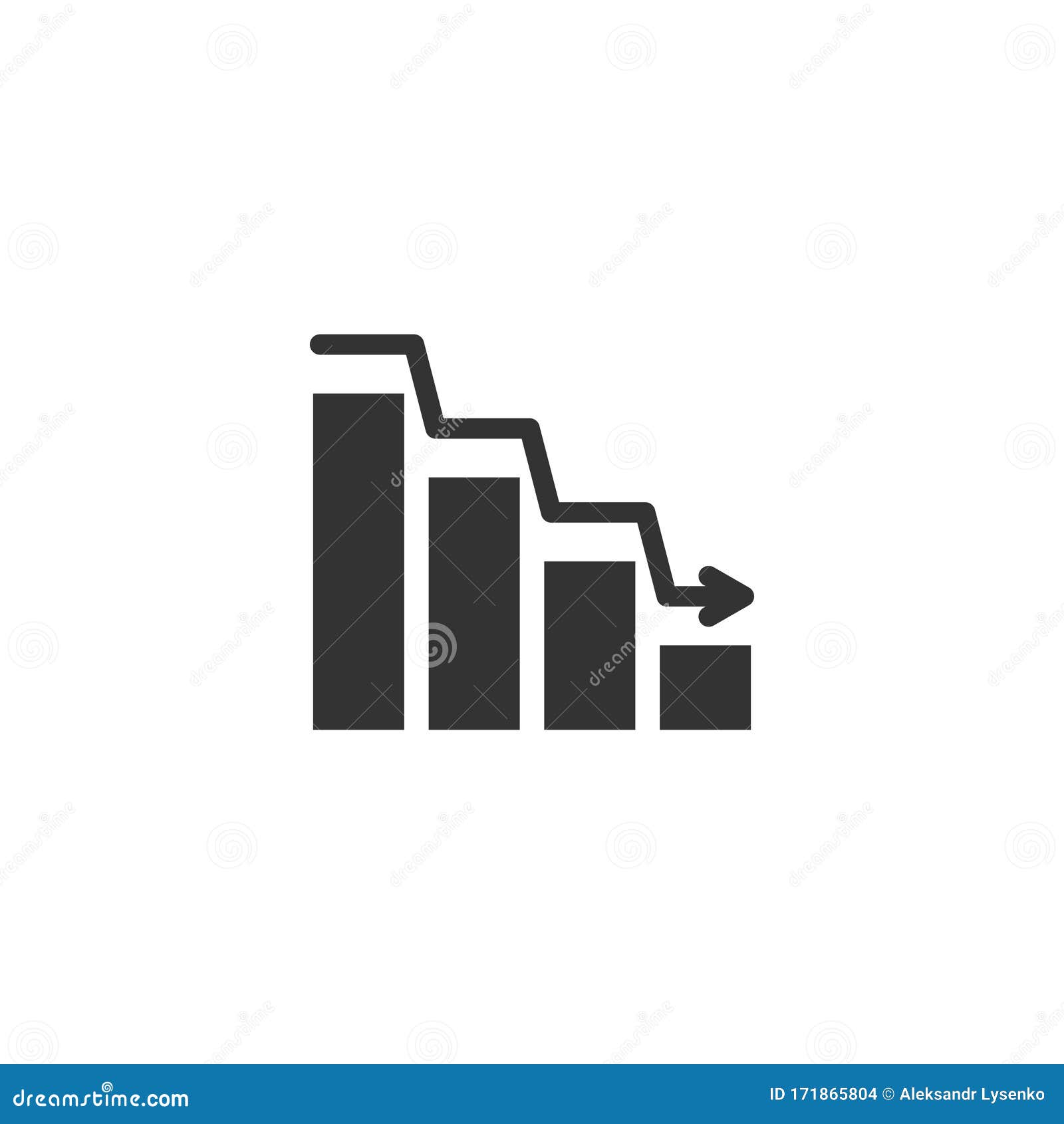Market Trend Icon in Flat Style. Decline Arrow with Magnifier Vector ...
