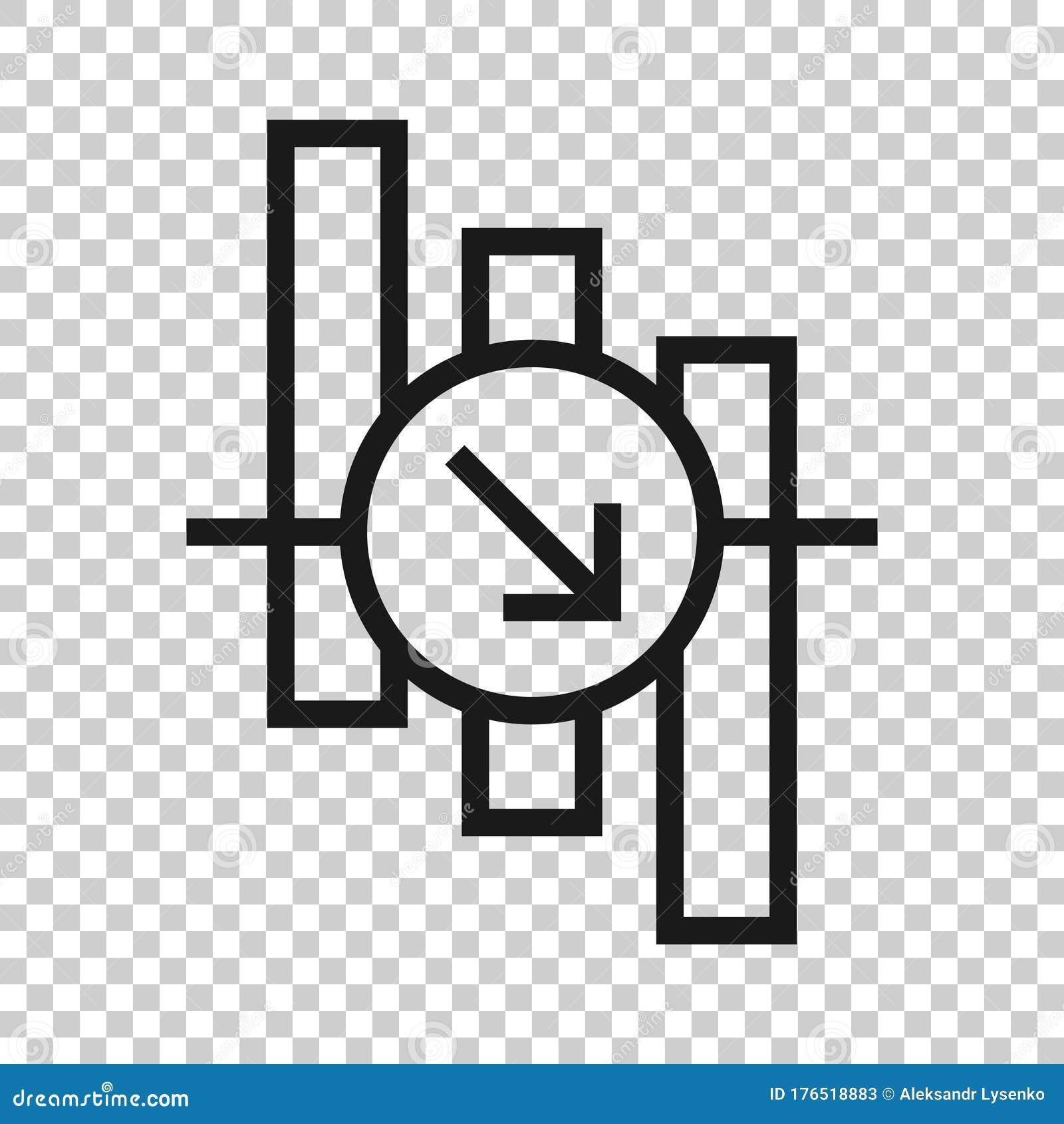 Market Trend Icon in Flat Style. Decline Arrow with Magnifier Vector ...