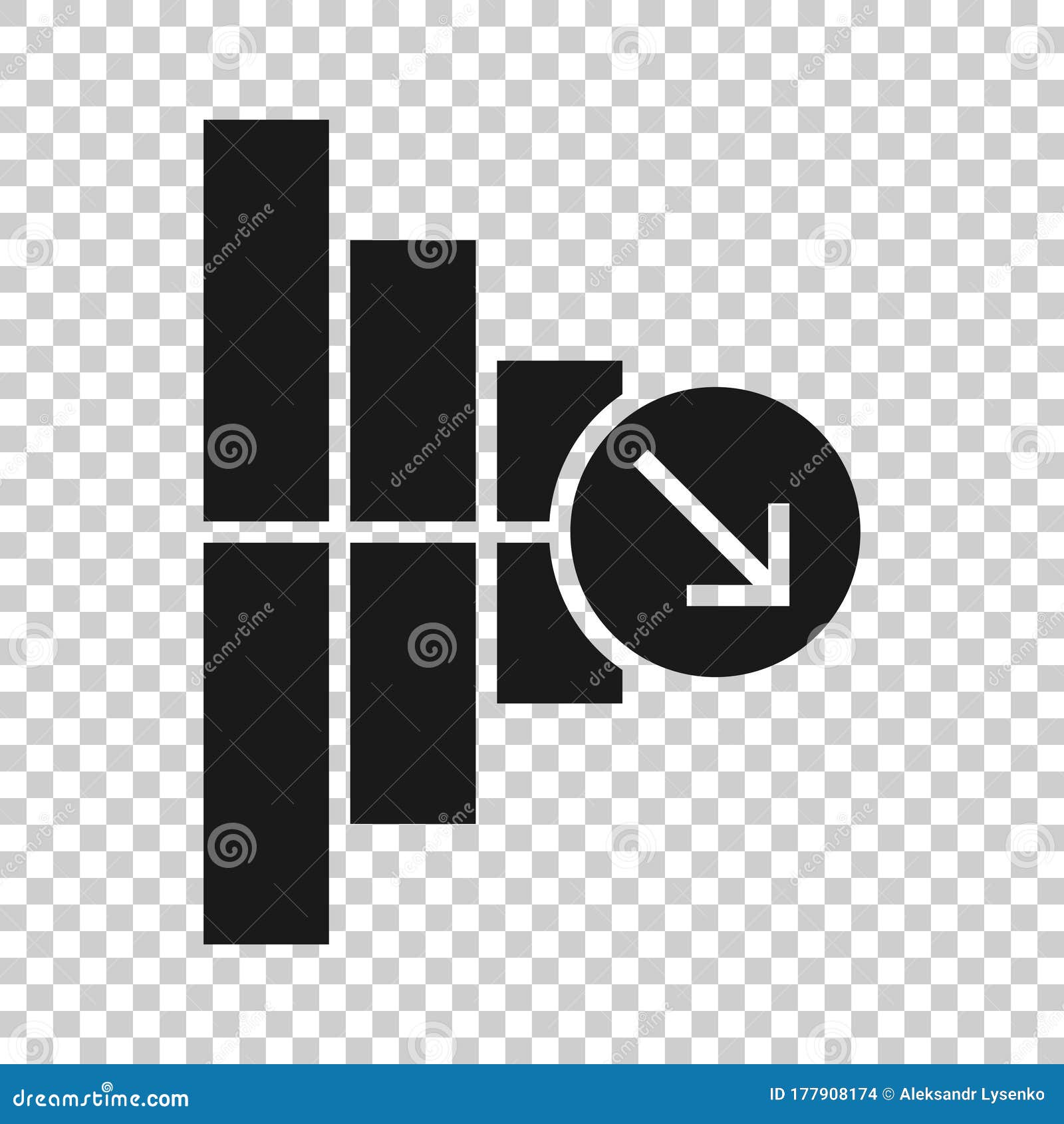 Market Trend Icon in Flat Style. Decline Arrow with Magnifier Vector ...