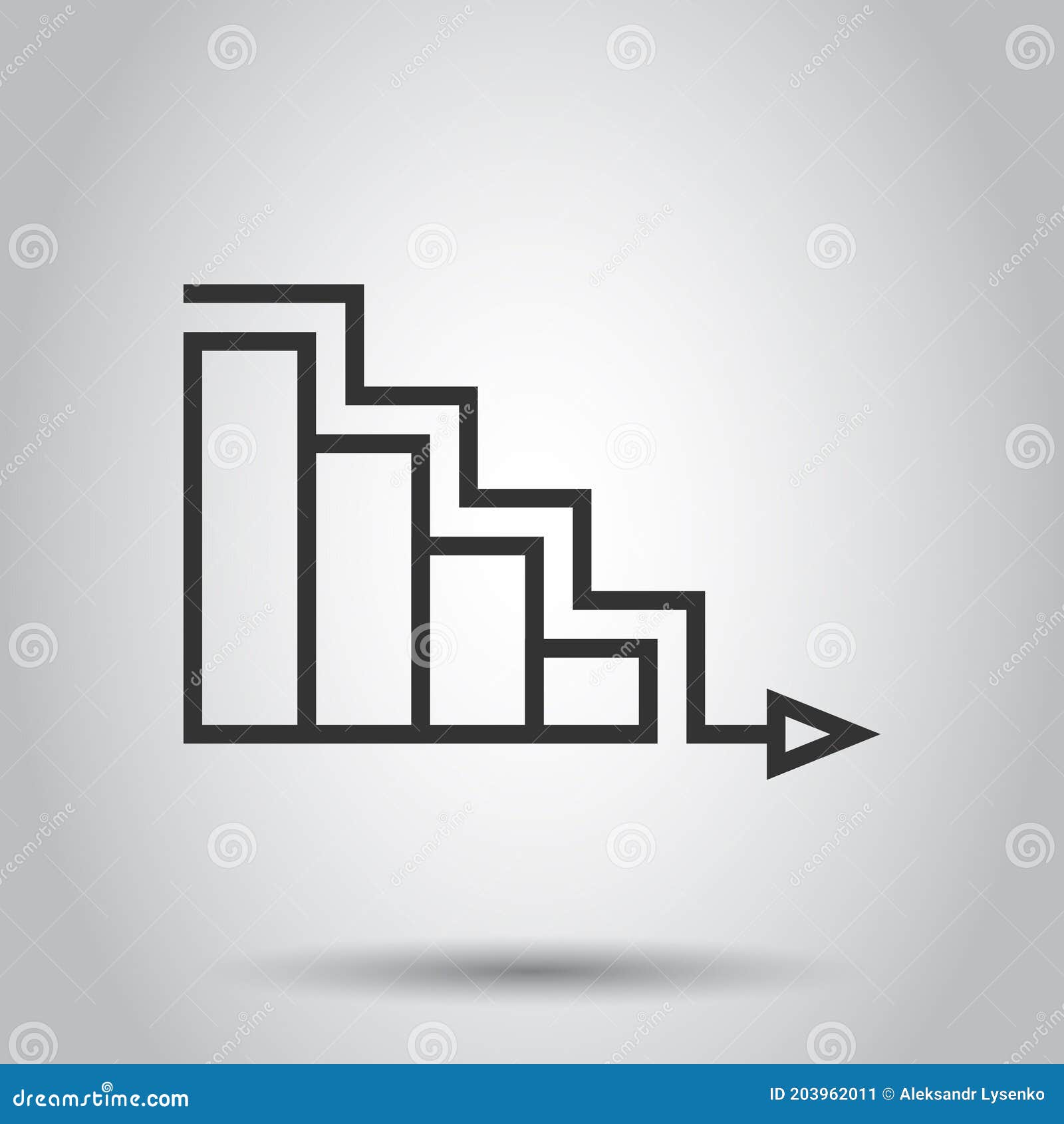 Market Trend Icon in Flat Style. Decline Arrow with Magnifier Vector Illustration on White ...
