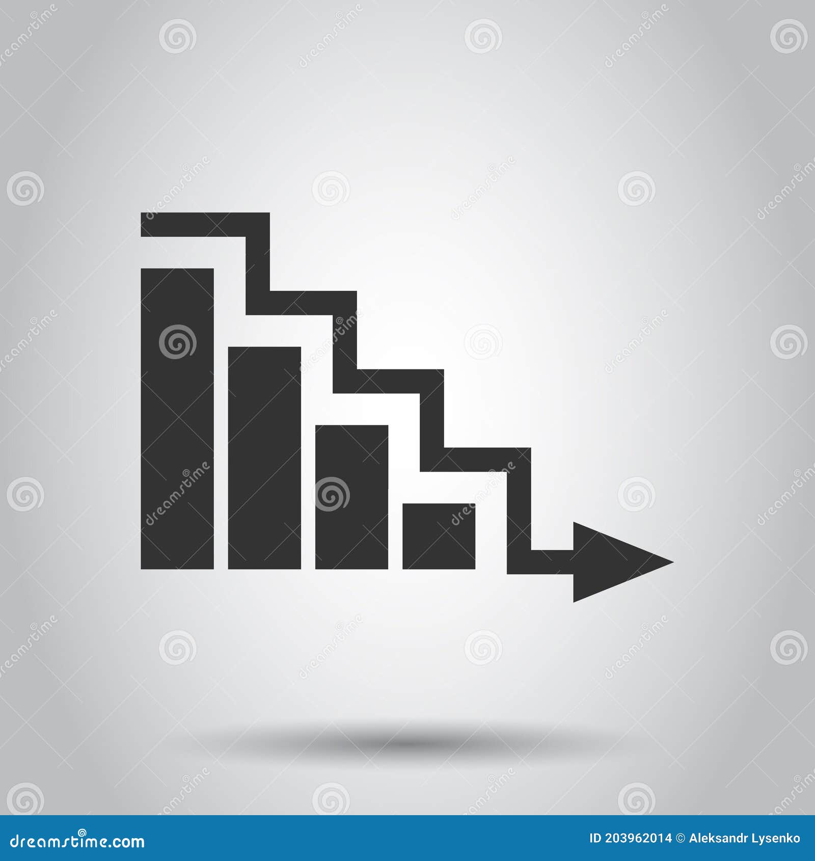 Market Trend Icon in Flat Style. Decline Arrow with Magnifier Vector Illustration on White ...