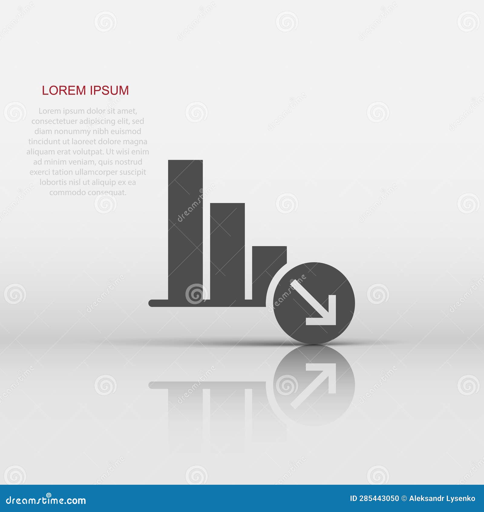 Market Trend Icon in Flat Style. Decline Arrow with Magnifier Vector ...