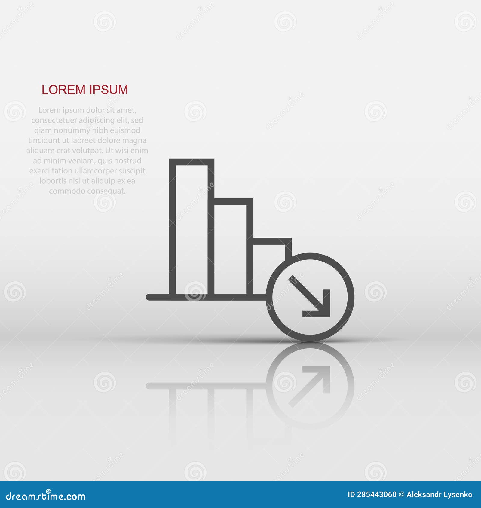 Market Trend Icon in Flat Style. Decline Arrow with Magnifier Vector Illustration on White ...