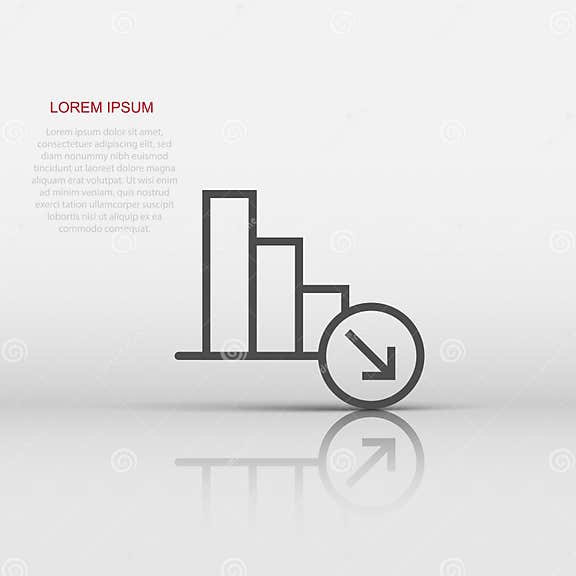 Market Trend Icon in Flat Style. Decline Arrow with Magnifier Vector ...