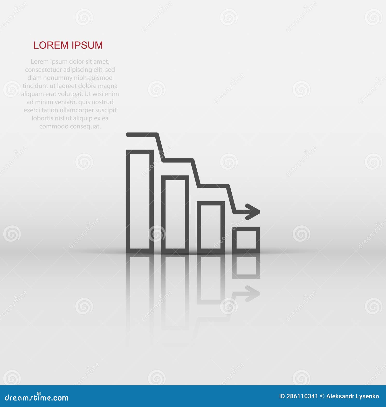 Market Trend Icon in Flat Style. Decline Arrow with Magnifier Vector Illustration on White ...