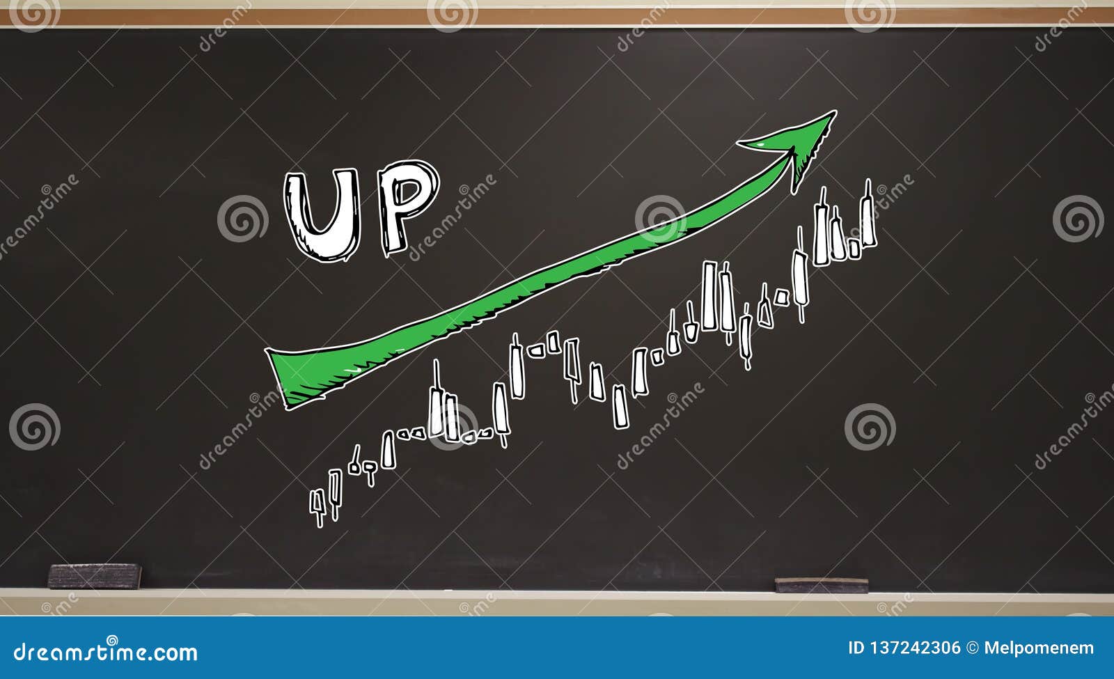 Market Up Trend Chart on a Blackboard Stock Photo - Image of sketch ...