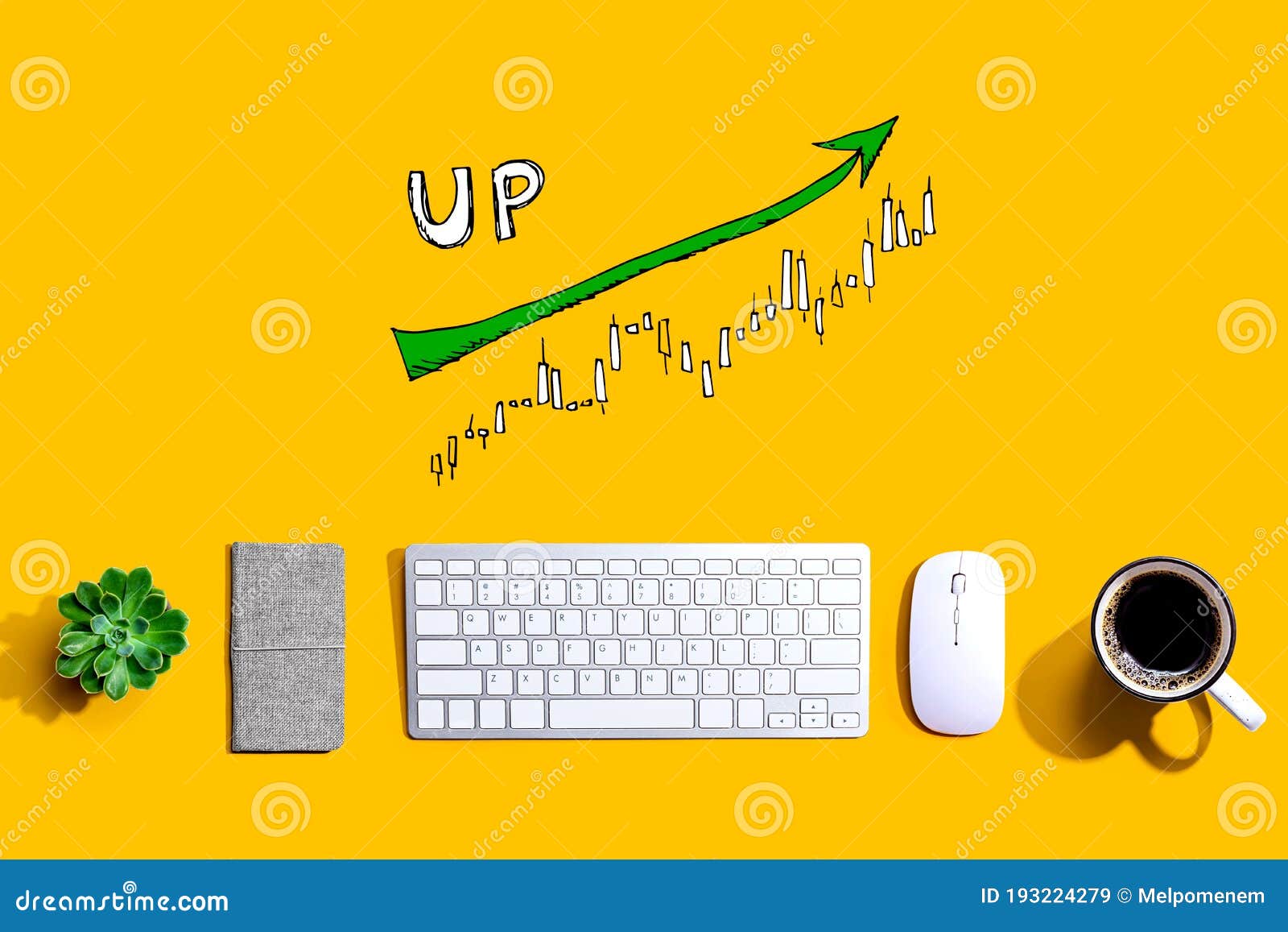 Market Up Trend Chart with a Computer Keyboard Stock Image - Image of ...