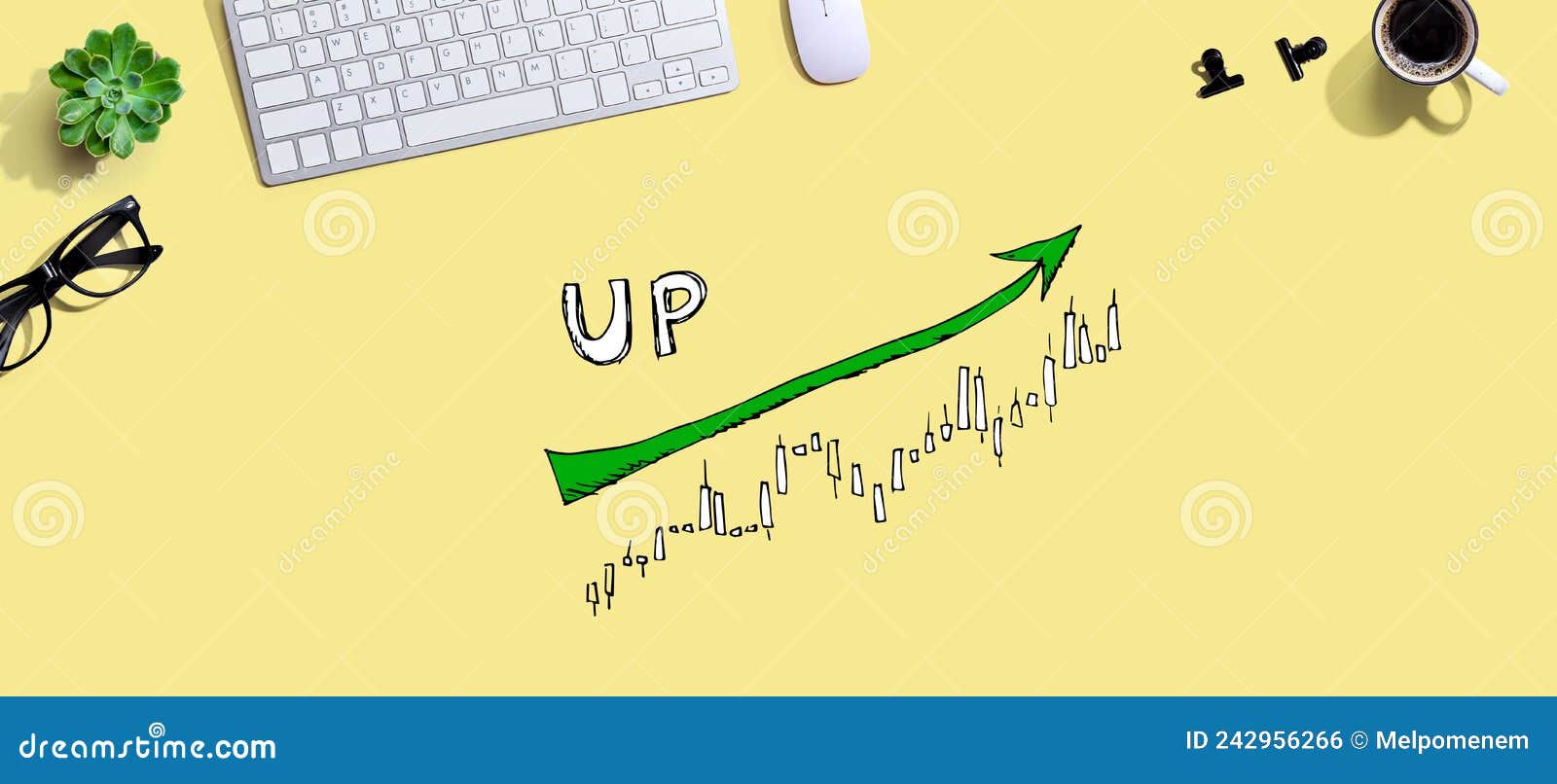 Market Up Trend Chart with a Computer Keyboard Stock Photo - Image of ...