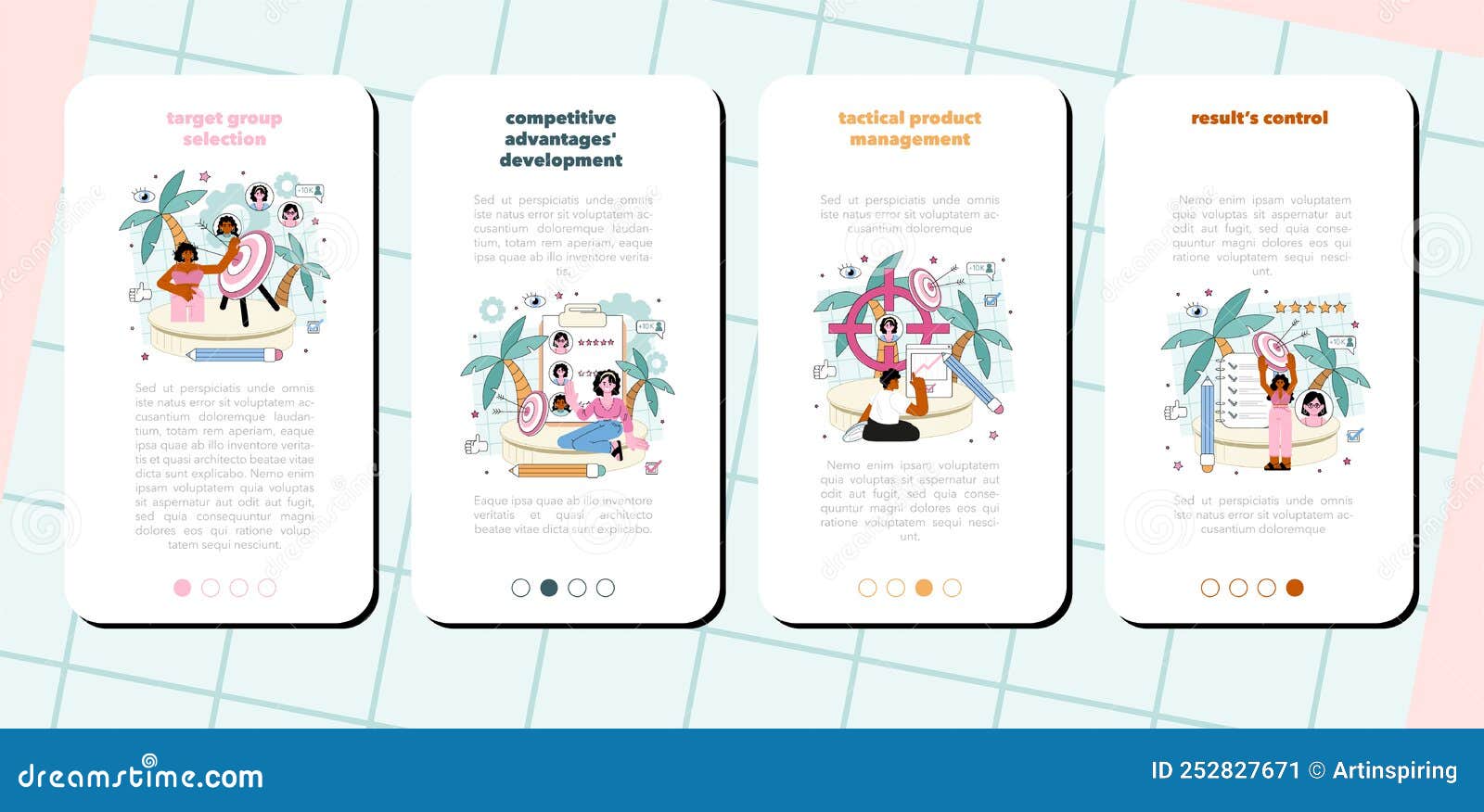 Marketer Mobile Application Banner Set. Product Launching Stock Vector ...