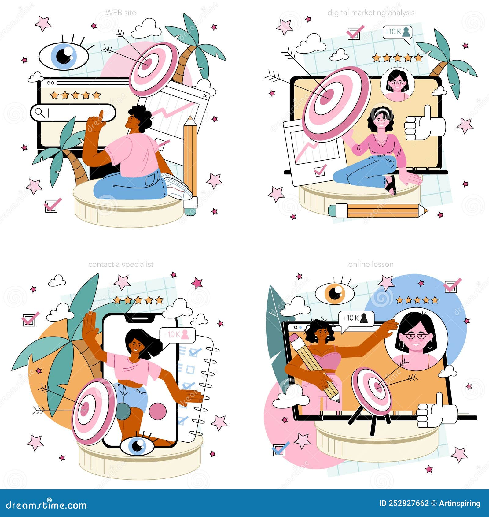 Marketer Online Service or Platform Set. Product Launching Stock Vector ... Marketer Online Service or Platform Set. Product Launching Stock Vector ...