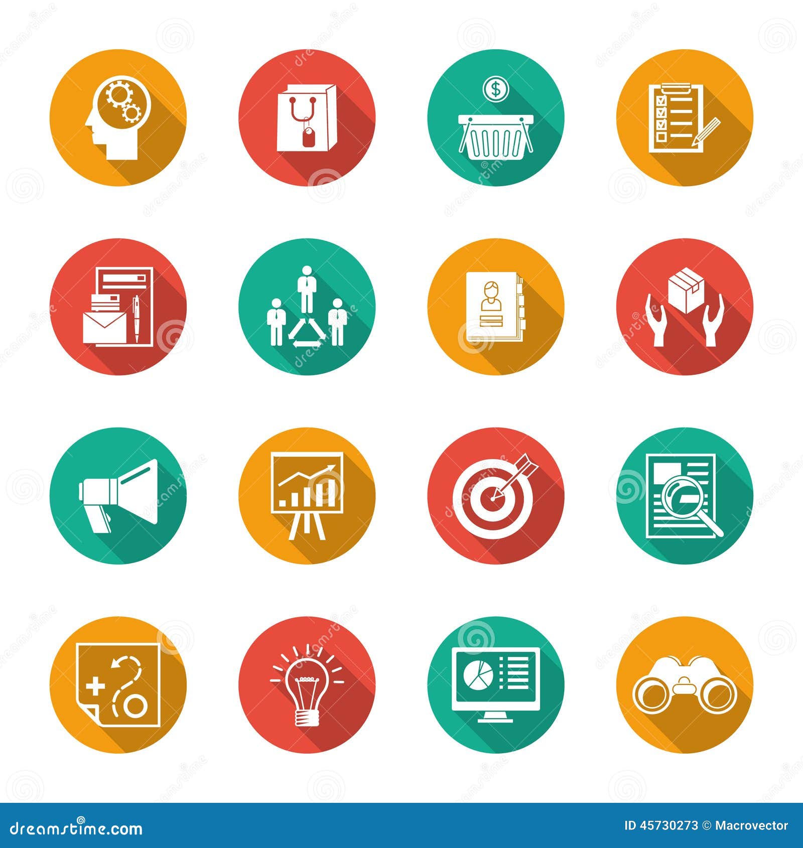 Marketers Flat Icons Set stock vector. Illustration of management ...