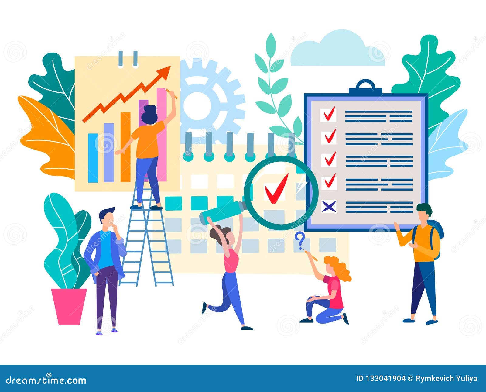 Marketers, Managers Analyze the Data and Organize the Workflow Stock ...