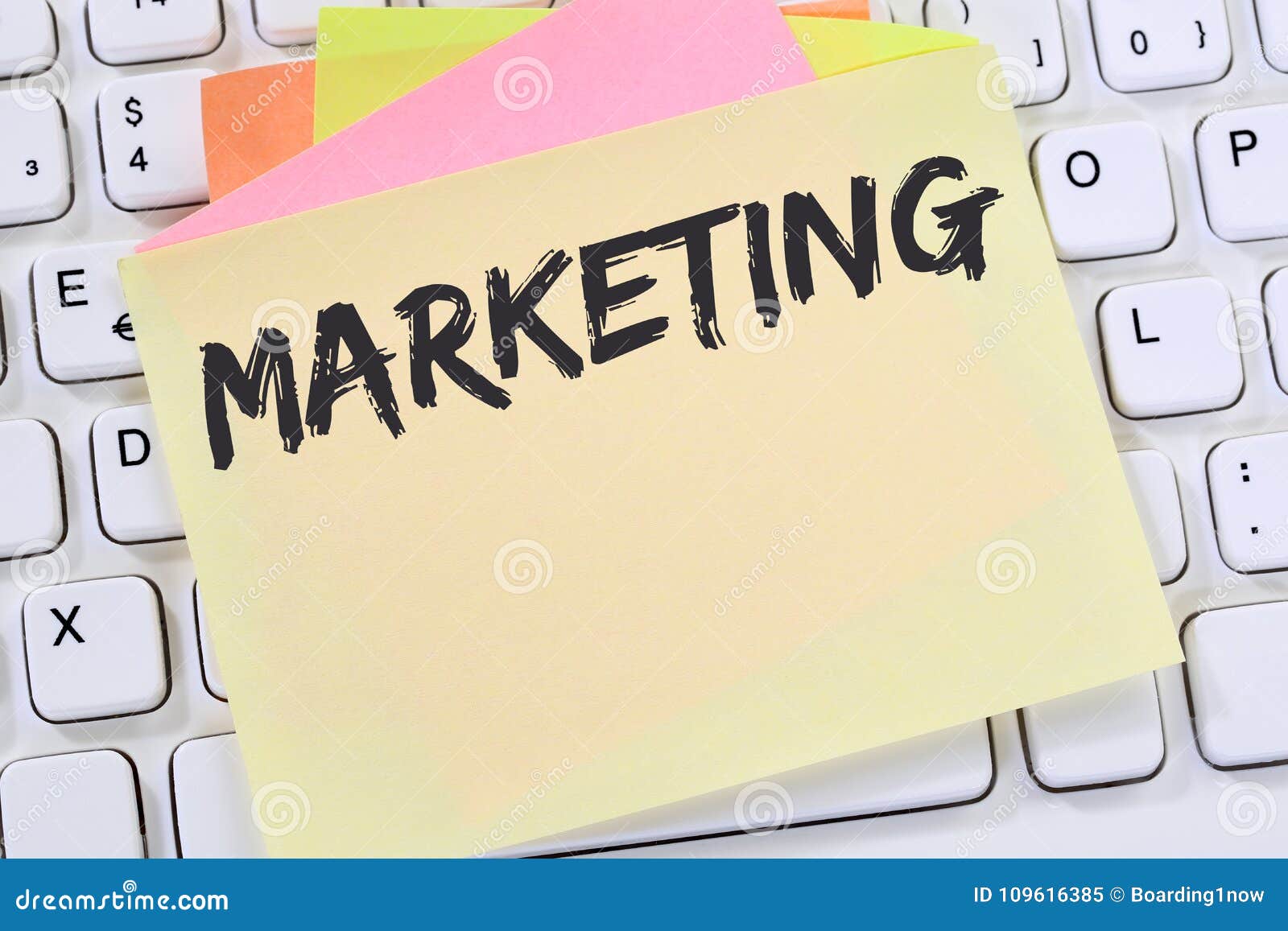 Marketing and Advertisement Office Business Concept Note Paper Stock ...