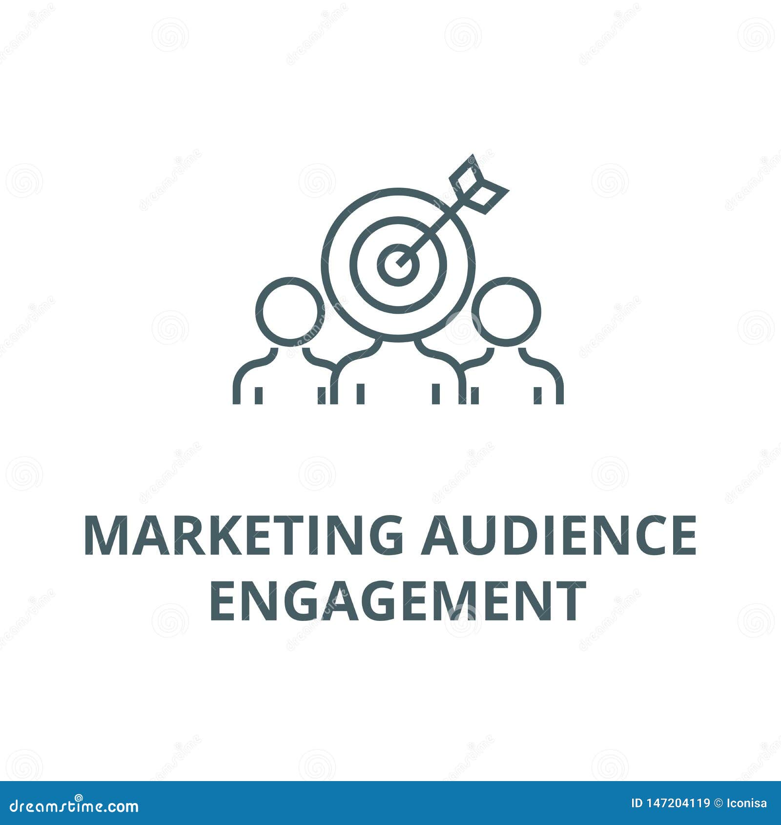 Marketing Audience Engagement Vector Line Icon, Linear Concept, Outline ... Marketing Audience Engagement Vector Line Icon, Linear Concept, Outline ...