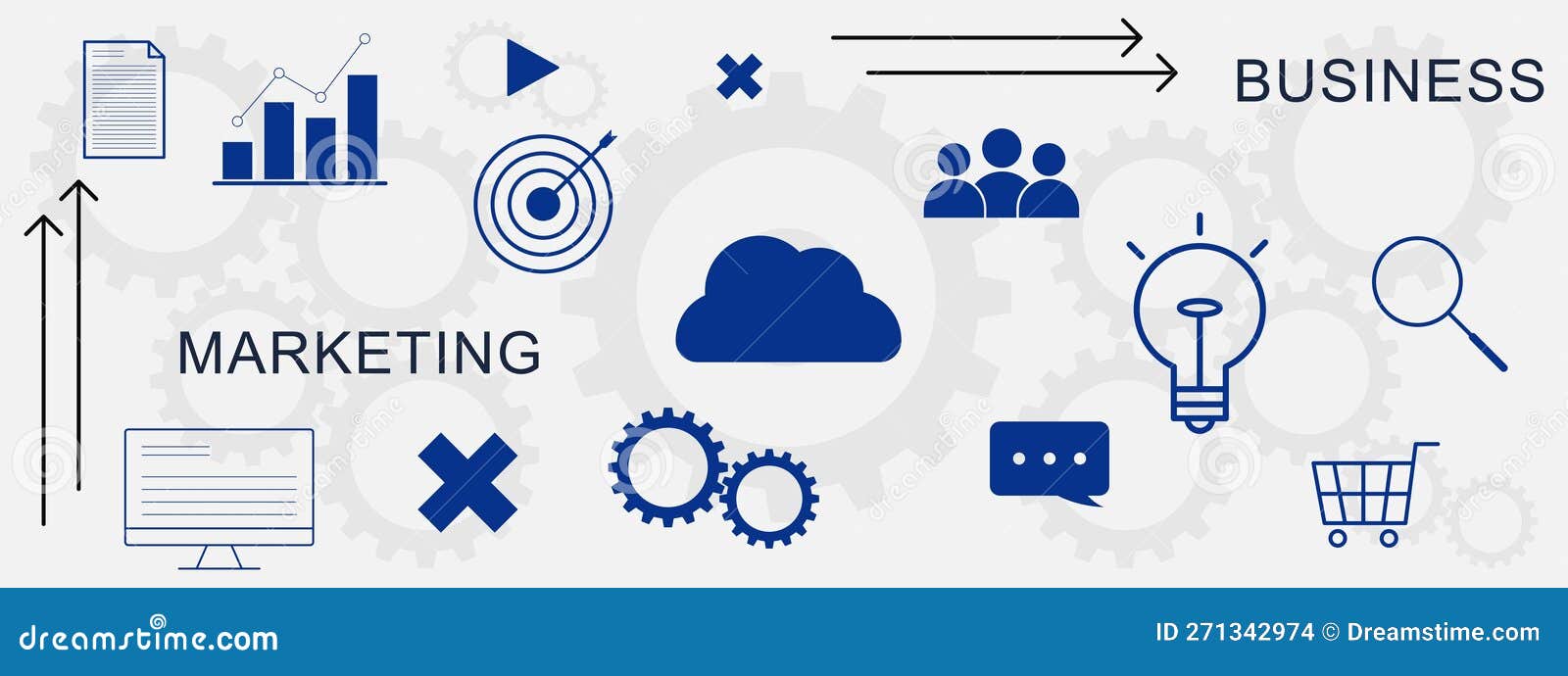 Business Marketing Background with Icons Stock Vector - Illustration of ...