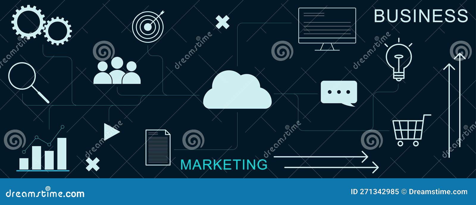 Business Marketing Background with Icons Stock Vector - Illustration of ...