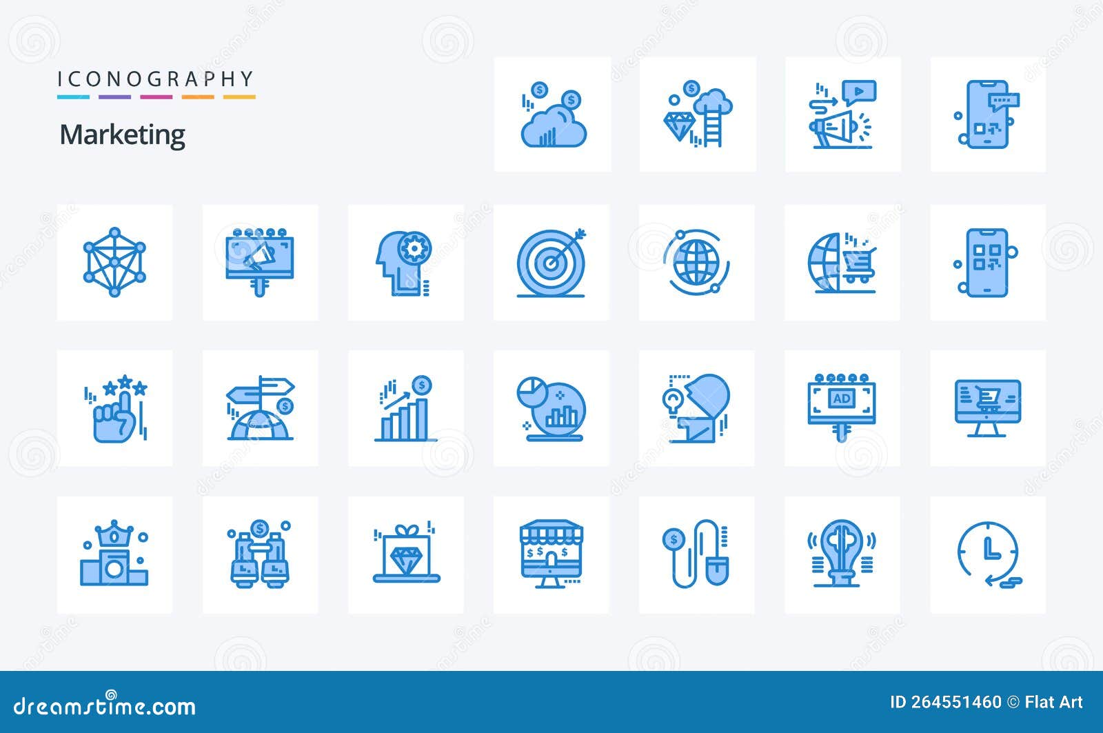 25 Marketing Blue Icon Pack Stock Vector - Illustration of goal, target ...