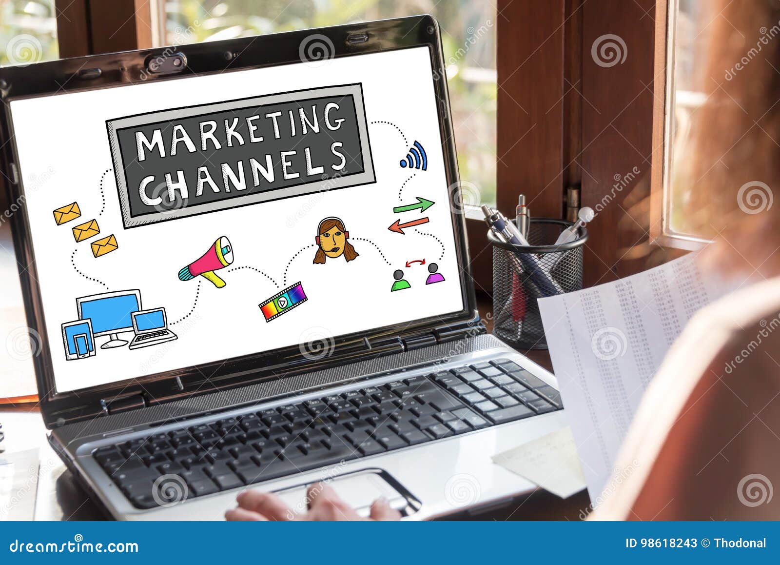 Marketing Channels Concept on a Laptop Screen Stock Image - Image of ...