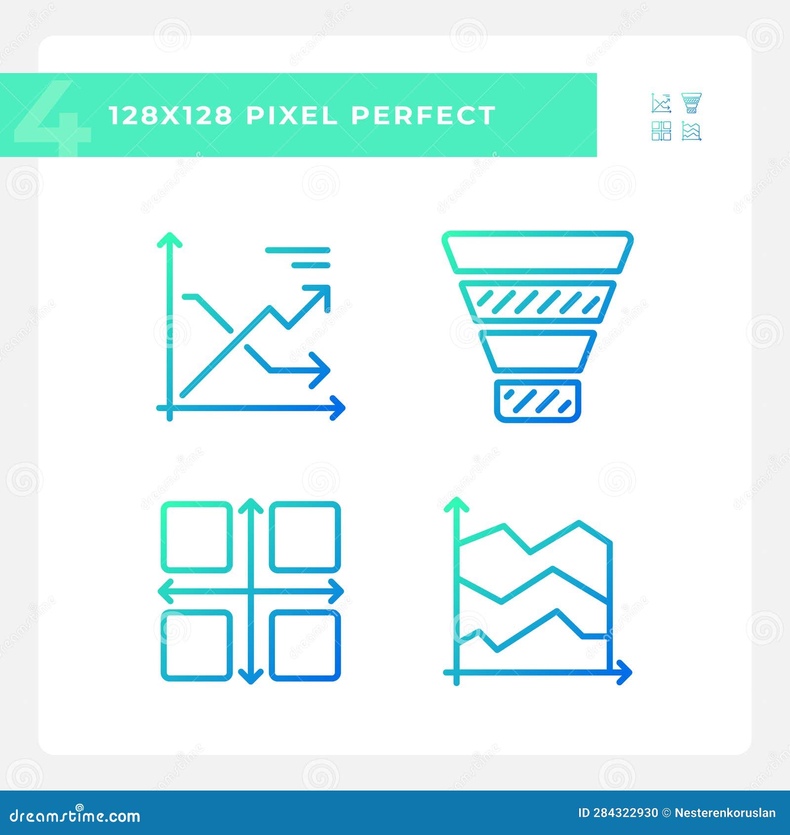 Marketing Charts Gradient Linear Vector Icons Set Stock Vector