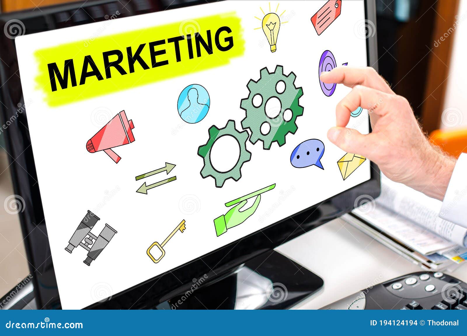 Marketing Concept on a Computer Monitor Stock Photo - Image of screen ...