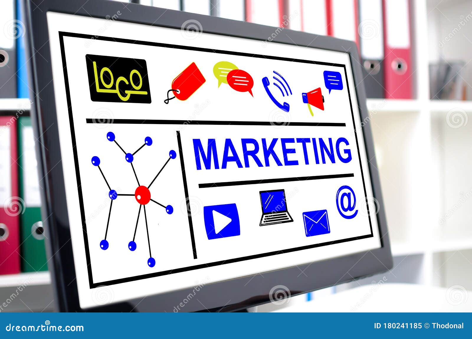 Marketing Concept on a Computer Screen Stock Image - Image of ...