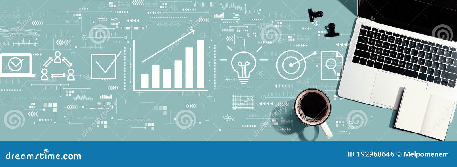 Marketing Concept with a Laptop Computer Stock Illustration ...