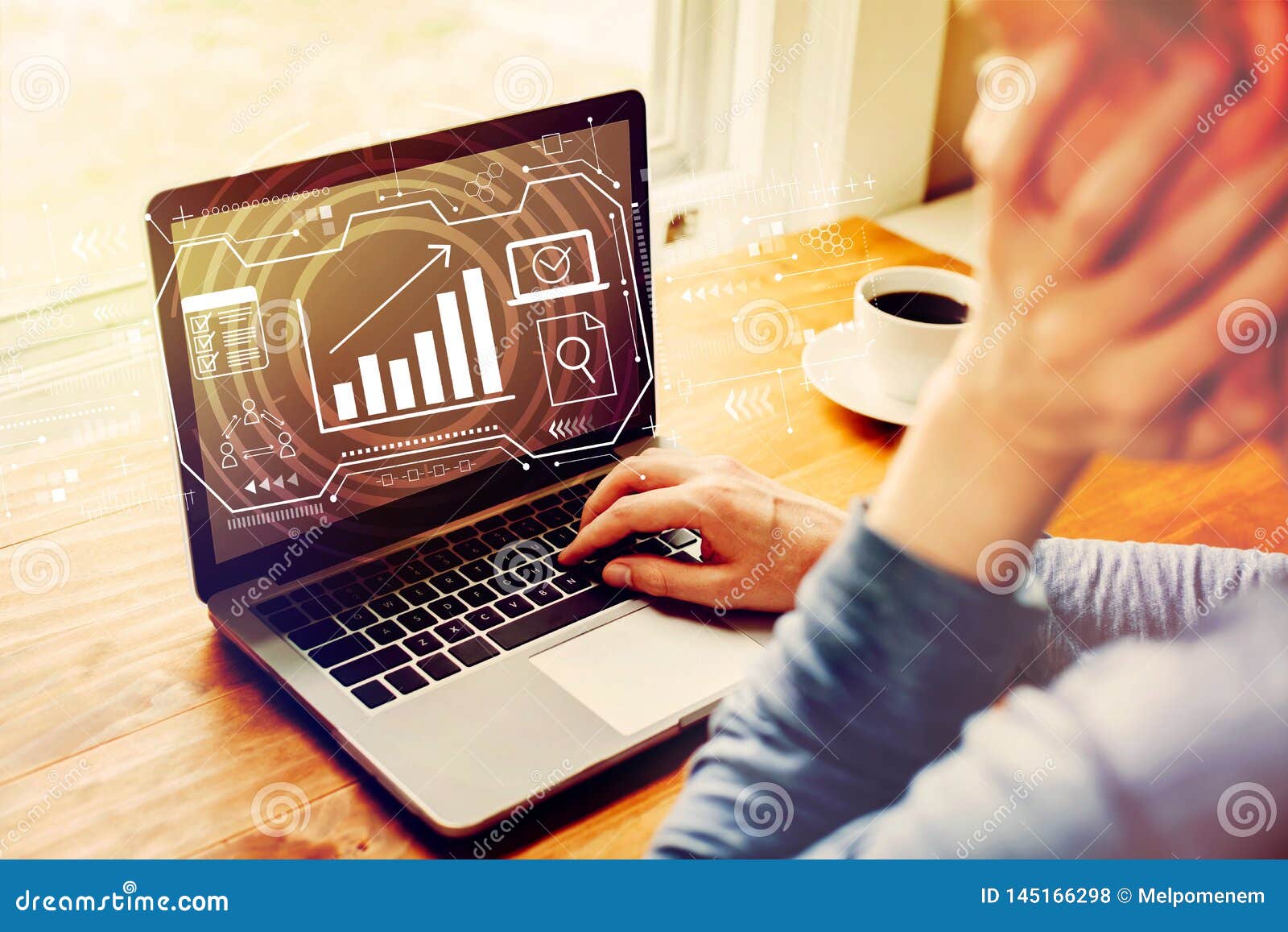 Marketing Concept with Man Using a Laptop Stock Photo - Image of cyber ...