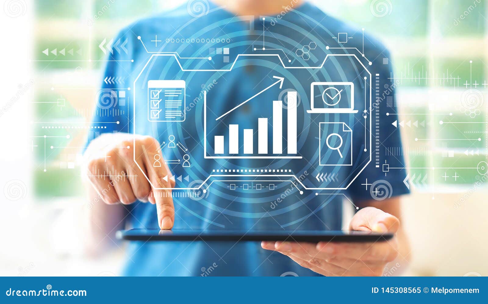 Marketing Concept with Man Using a Tablet Stock Image - Image of ...