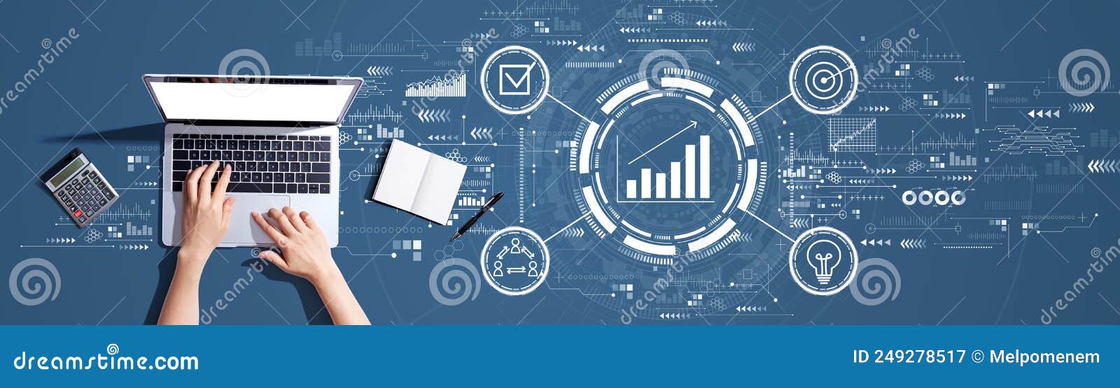 Marketing Concept with Person Using a Laptop Stock Image - Image of ...