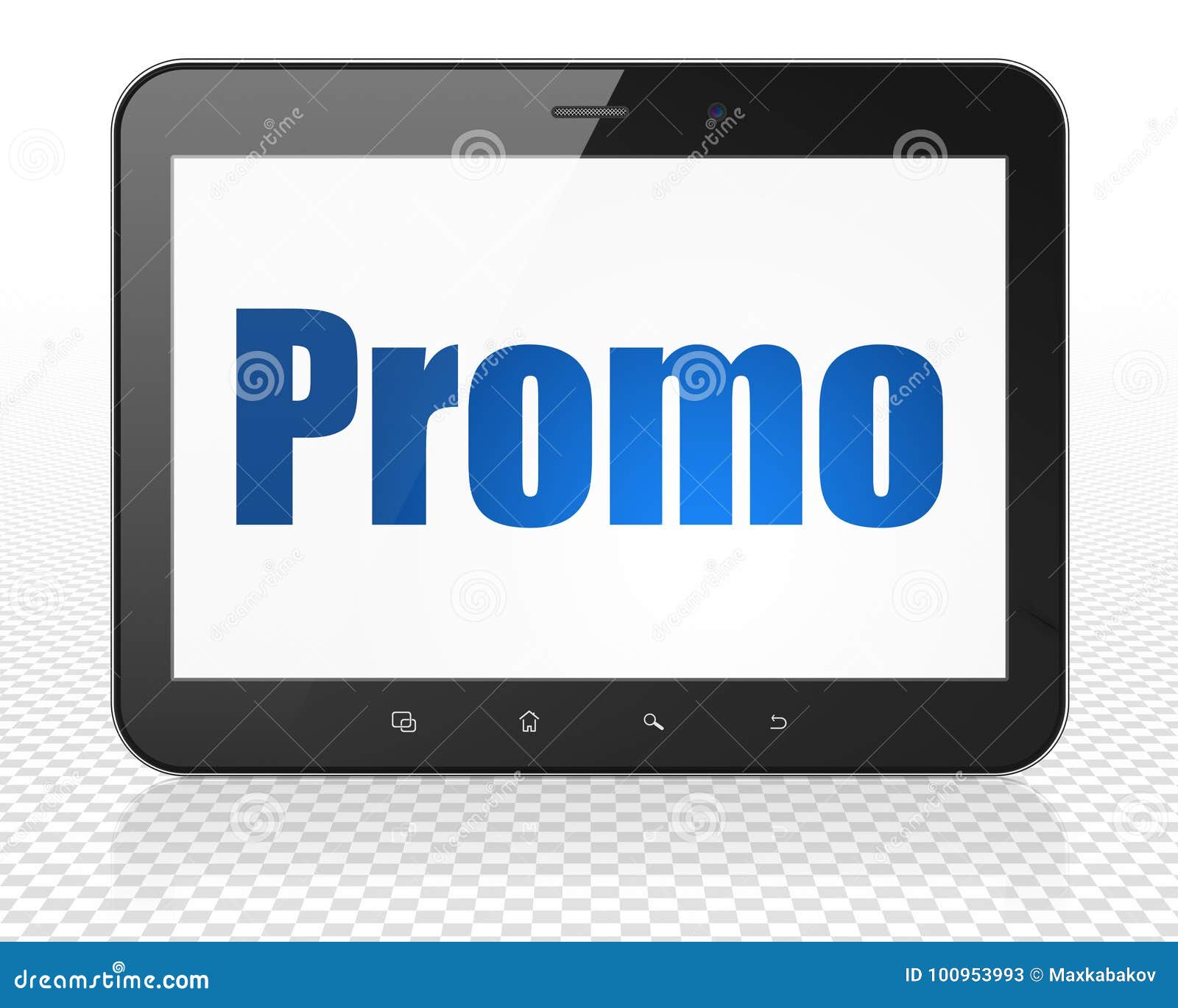 Marketing Concept: Tablet Pc Computer with Promo on Display Stock ...