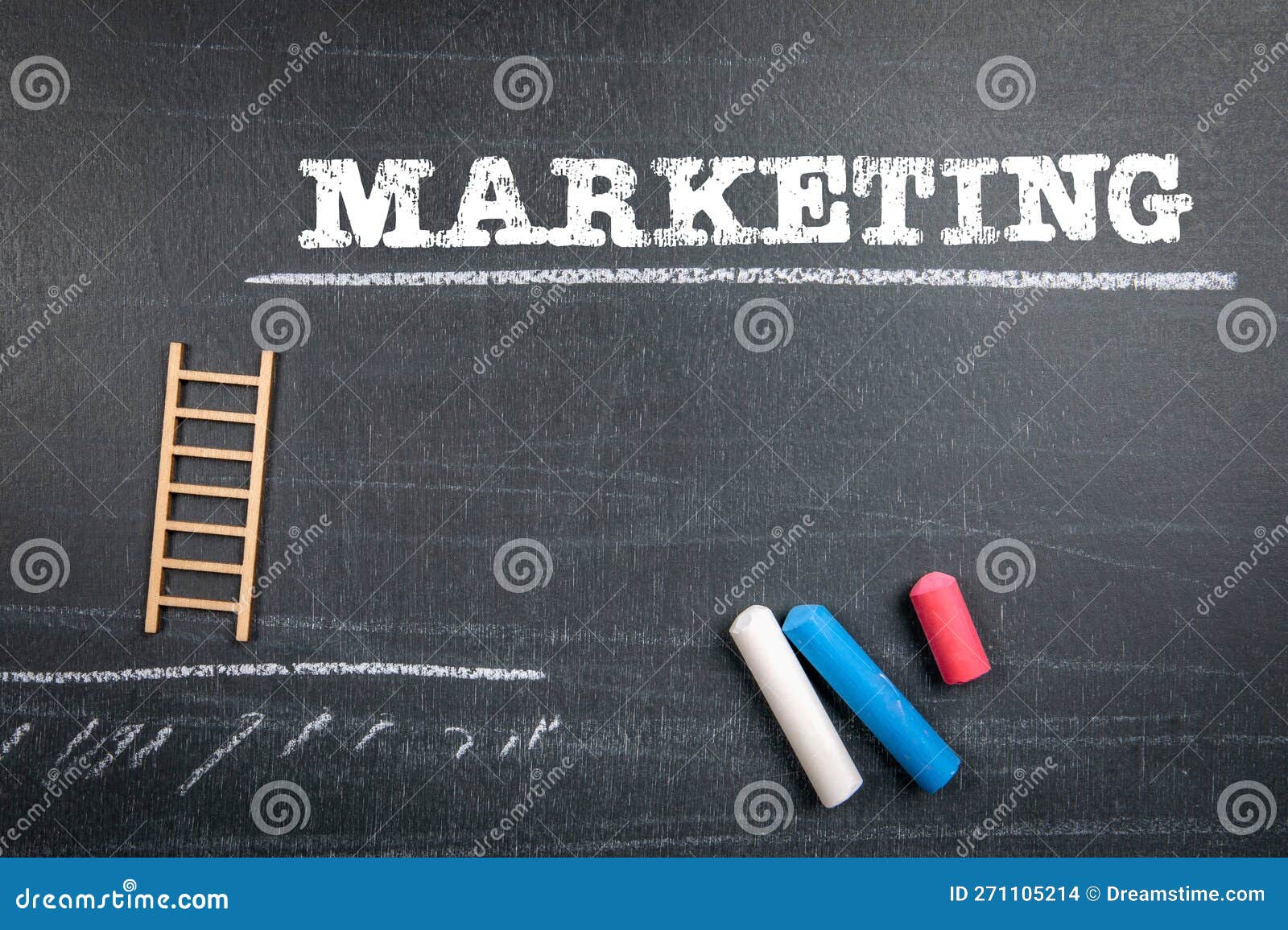 Marketing Concept. Text and Colored Pieces of Chalk on a Blackboard ...