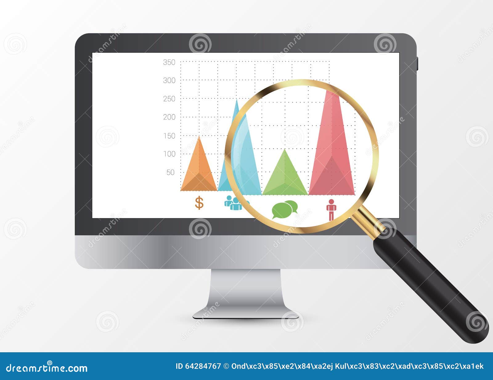 Marketing Data Analytics, Analyzing Statistics Chart. Magnifier Stock ...