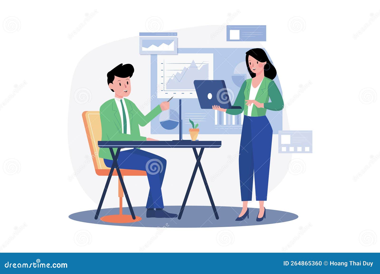 Marketing Discussion with Marketing Head Stock Vector - Illustration of ...